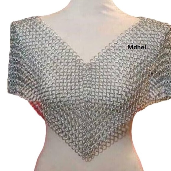Artisan | Tops | Silver Metallic Top Festival Rave Cape Chain Mail ...